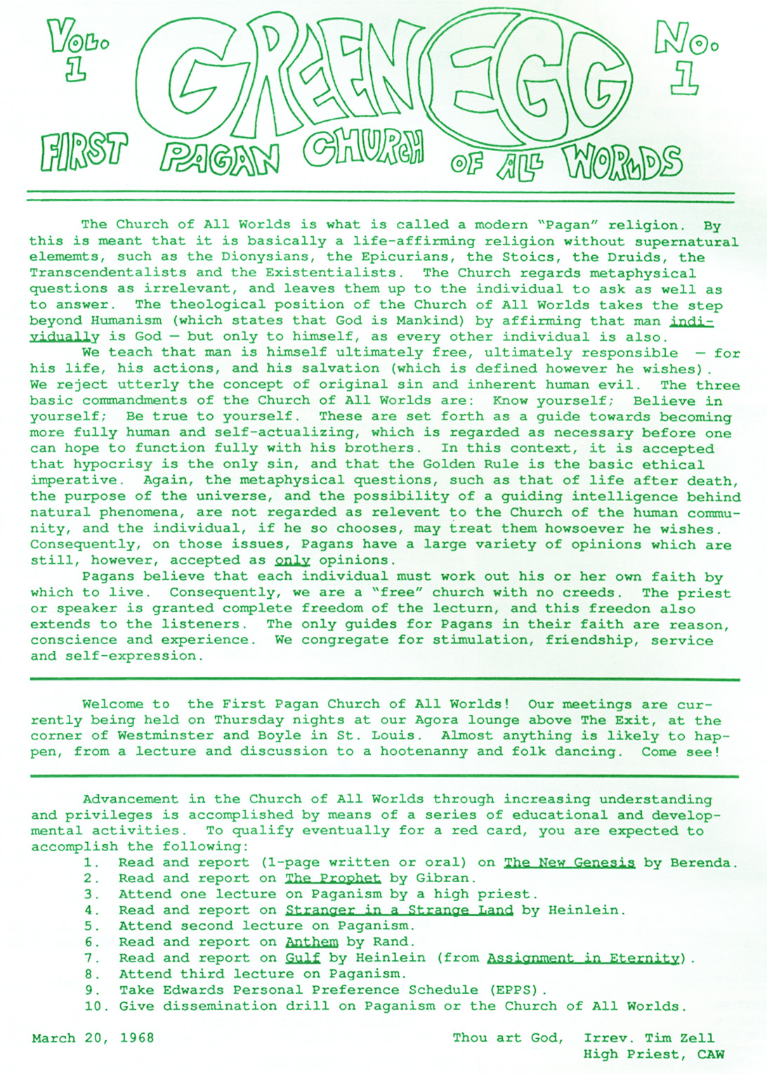 The Egg Gets Laid – The First Issue of Green Egg Magazine – Green Egg ...